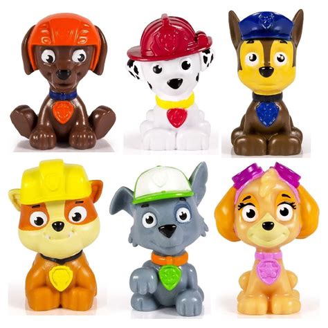 Paw Patrol Mini Figures Set Of 6 Rocky Zuma Skye Rubble Marshall