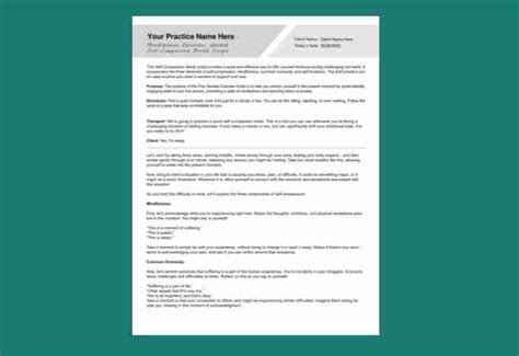 Guided Self Compassion Break Script Worksheet Pdf Therapybypro