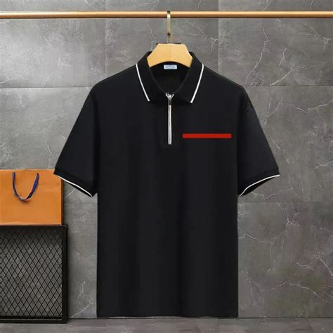 Luxury Italian Designer Mens Polo Black Short Sleeve Shirt Short Sleeve