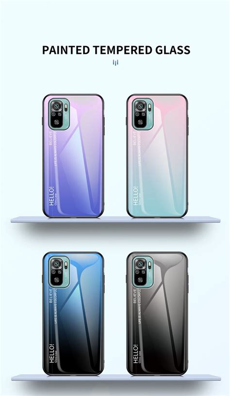 For Poco M5s 5g Case Gradient Color Tempered Glass Cover For Xiaomi