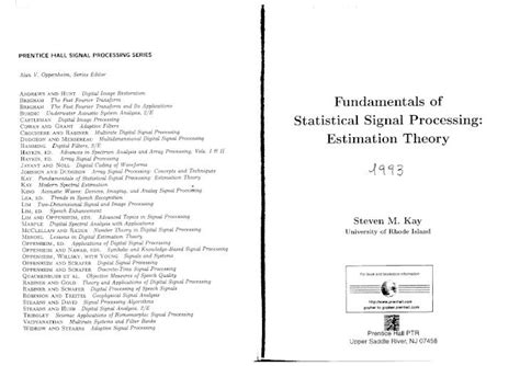 Pdf Fundamentals Of Statistical Singal Processing Estimation Theory