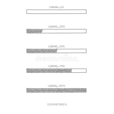 Collection Set Of Cute Doodle Hand Draw Loading Process Progress