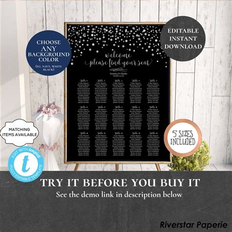 Wedding Seating Chart Table Assignment Poster Reception Dinner Etsy