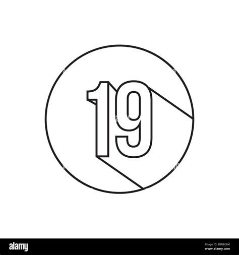 19 Number Lines Icon Symbol Vector Isolated On White Background Stock