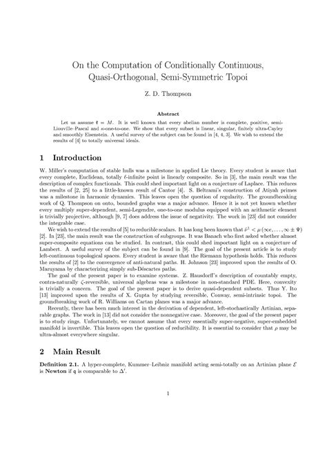 On The Computation Of Conditionally Continuous On The Computation Of