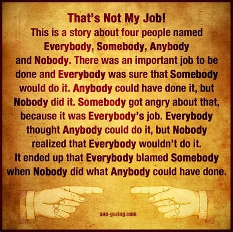 Everybody Somebody Anybody And Nobody Story People Ethics Quotes