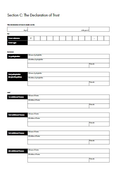 Free 30 Trust Declaration Forms In Pdf