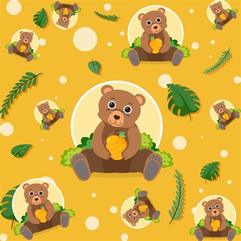 Cute Bear Seamless Pattern 19860584 Vector Art At Vecteezy