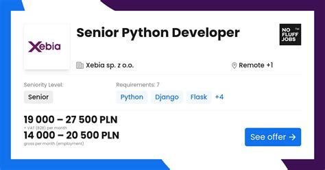Senior Python Developer Job Backend Xebia Remote No Fluff Jobs