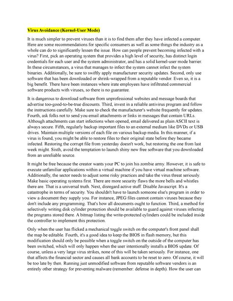 Virus Avoidance Kernel User Mode Here Are Some Recommendations For Specific Consumers As