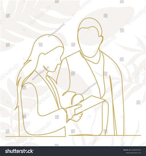 People Communicate Continuous Line Drawing Vector Stock Vector Royalty