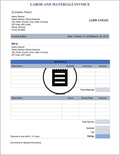 Time And Material Invoice Template Midi
