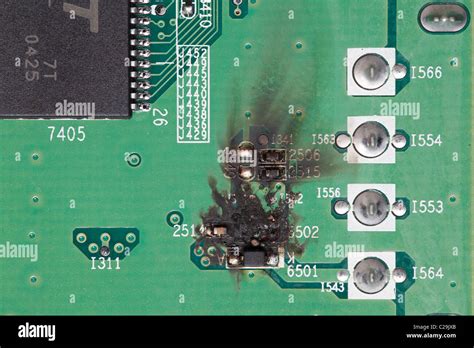 Failed Components On A Printed Circuit Board Uk Stock Photo Alamy