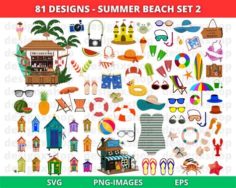 Summer Beach Clipart Summer Clipart Tropical Fun Clipart Vacation Clipart Hawaii Popsicles