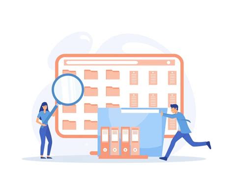 Premium Vector Male Worker Add Files To Big Folder Storage And Indexing Of Information Flat