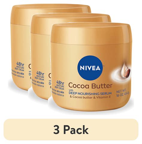 3 Pack Nivea Cocoa Butter Body Cream For Dry Skin With Vitamin E