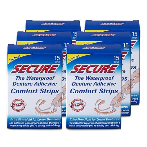 Secure Denture Adhesive Comfort Strips 15 Strips Pack Of 6 Amazon