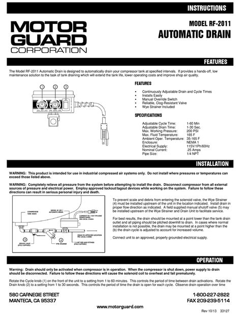 Motor Guard Rf 2011 Instructions Pdf Download Manualslib