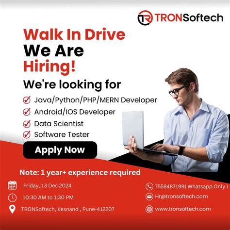 Itcareerdrive Walkinopportunity Tronsoftechhiring Punejobs