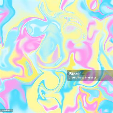 홀로그램 이음새가 없는 패턴 무지개 빛 액체가 흐르는 효과 환각 효과 동화 유니콘 트렌드 배경 90 년대 패션 에 대한 스톡 벡터 아트 및 기타 이미지 Istock