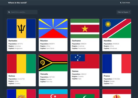 Responsive Api Countries Web App Using Angular Html And Css Coding Challenge Solution