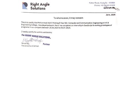 Mohamed Ashif On Linkedin Excited To Share My Recent Internship Experience At Right Angle