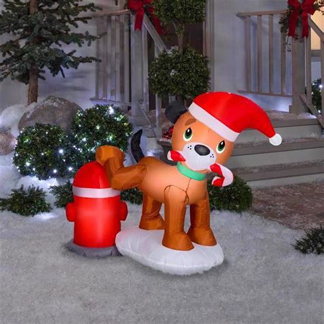 Gemmy Christmas Yard Decoration 35 Ft Led Airblown Dog With Fire