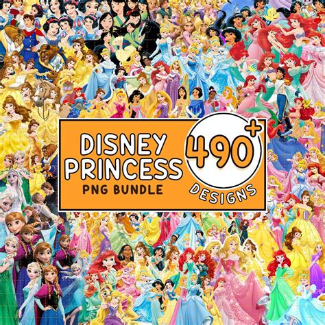 Mega Bundle Princess Png Rapunzel Elsa Cinderella Tiana Belle Ariel Jasmine Snow White