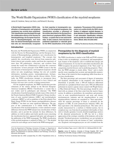 Who Classification Of The Lam Pdf Clinical Medicine Diseases And