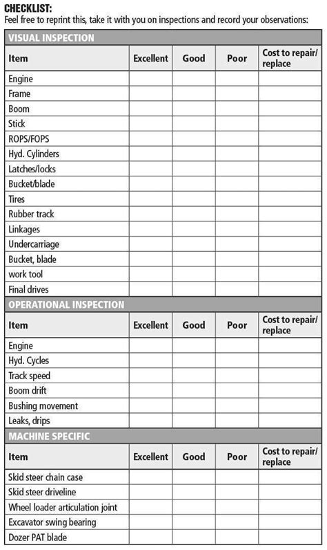 Printable Equipment Inspection Form Printable Forms Free Online