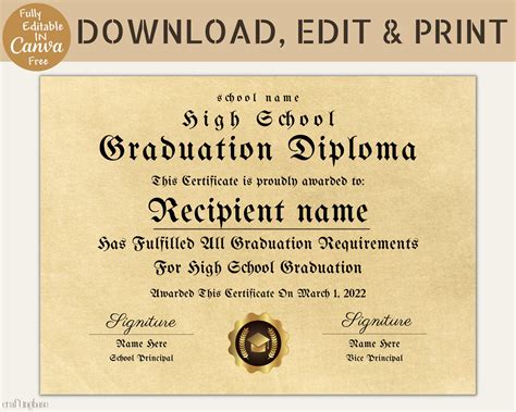 Diploma Template Free Download