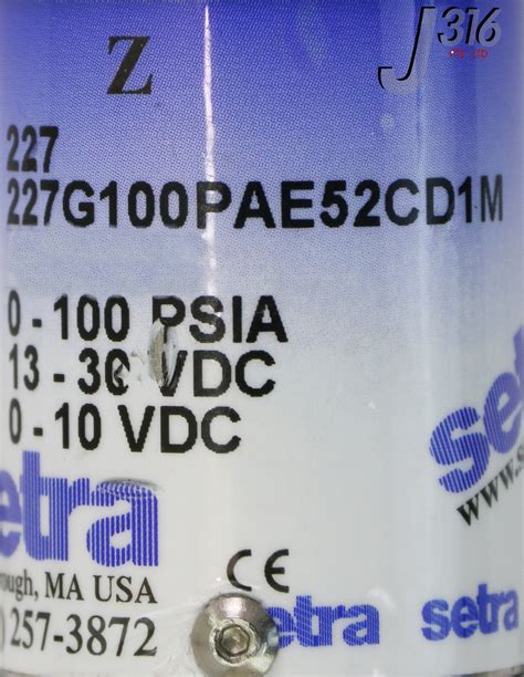 T202 Setra Model 227 Ultra High Purity Pressure Transducer 0 100psia