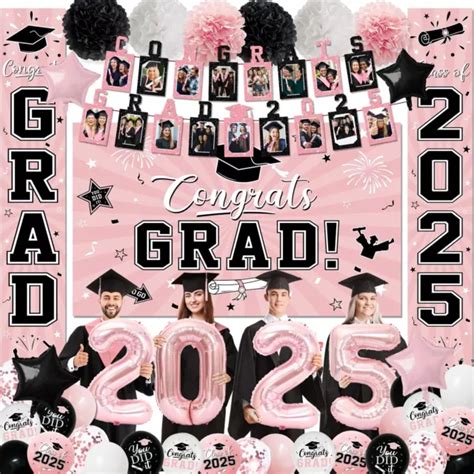 2025 Graduation Decorations Pink Themed Class Of 2025 Decorations Set