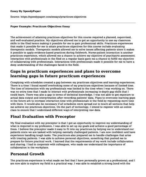 📗 Paper Example Practicum Objectives