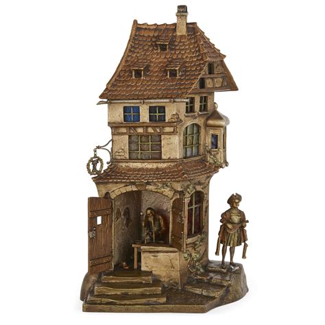 Cold Painted Bronze Lamp Of A Cobblers House By Bergman Mayfair Gallery