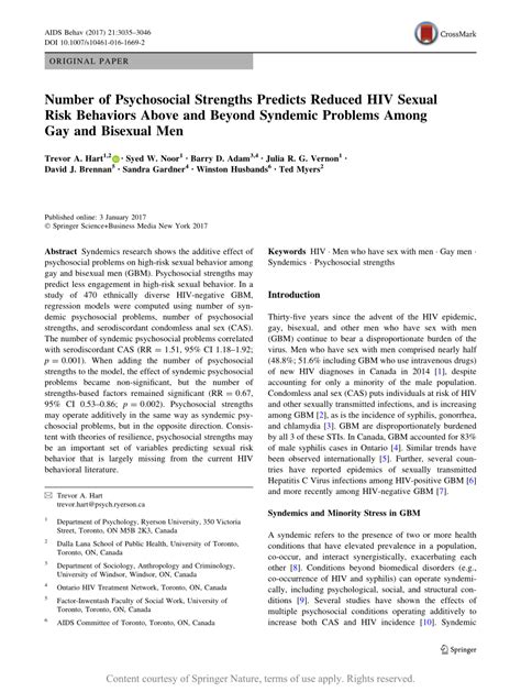 Number Of Psychosocial Strengths Predicts Reduced Hiv Sexual Risk