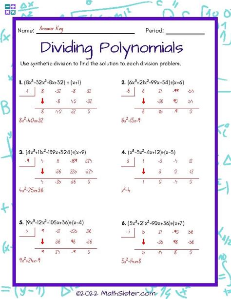 Dividing Polynomials By Math Sister Llc Tpt