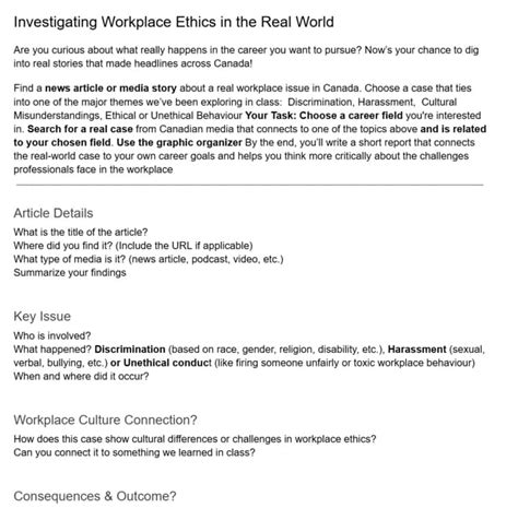 Career Case Study Assignment Workplace Ethics Discrimination And