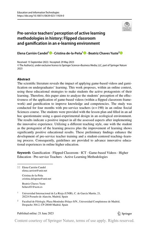 Pre Service Teachers Perception Of Active Learning Methodologies In