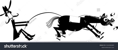 Cartoon Rider Lassoes Horse Rodeo Farmer Stock Vector Royalty Free