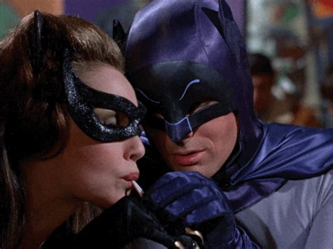  Julie Newmar As Catwoman And Adam West As Batman Being Romantic