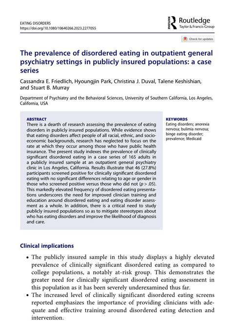 New Paper On Disorderedeating In La Dr Stuart Murray Posted On The