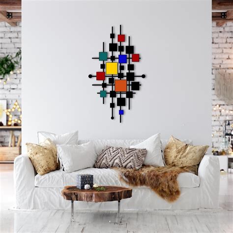 Geometric Metal And Plexiglass Wall Art Colorful Abstract Sculpture Etsy