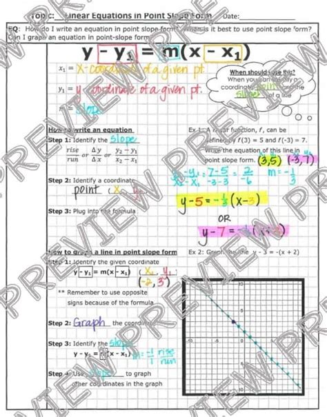 Point Slope Form Guided Notes And Practice By Sweet As Pi Tpt
