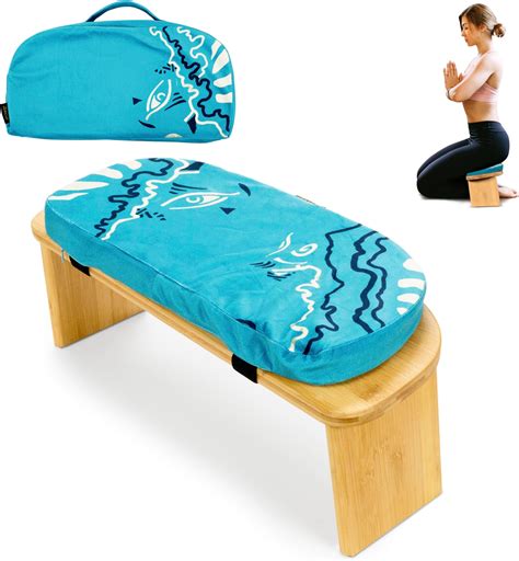 Folding Meditation Bench With Velvet Cushion And Carry Bag