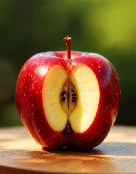 A Sliced Apple With A Slice Cut Out Revealing The Core And Seeds In A