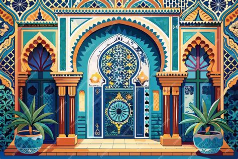 Premium Vector Decorative Ceramic Tiles Covering The Wall Of A Temple