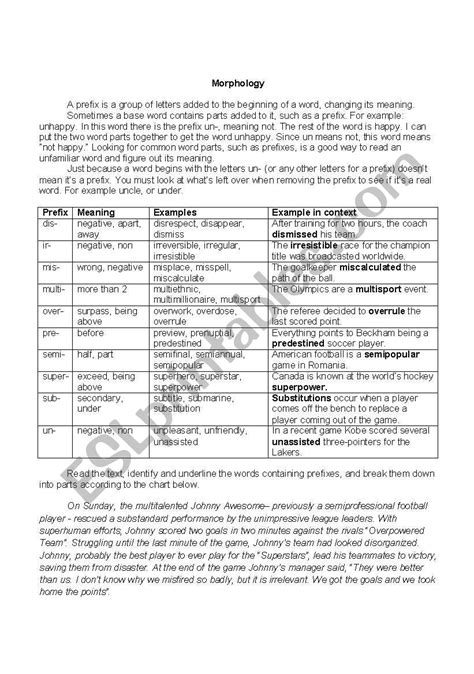 Morphology Esl Worksheet By Einsteinonhighheels