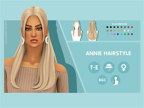 Annie Hairstyle Simcelebrity00 Sims Hair Sims Hair Styles