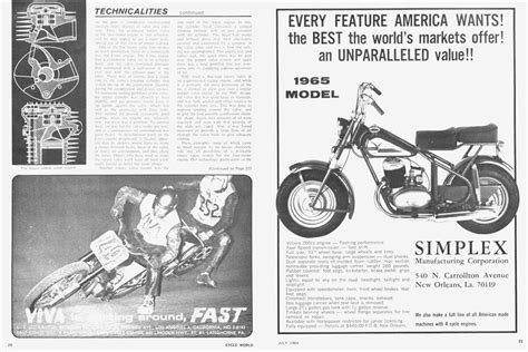 Simplex Manufacturing Corporation 1965 Model Cycle World July 1964